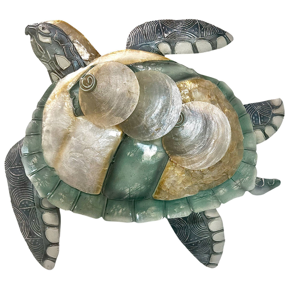 Capiz Shell & Metal Sea Turtle Capiz Wall Art – Sea Glass